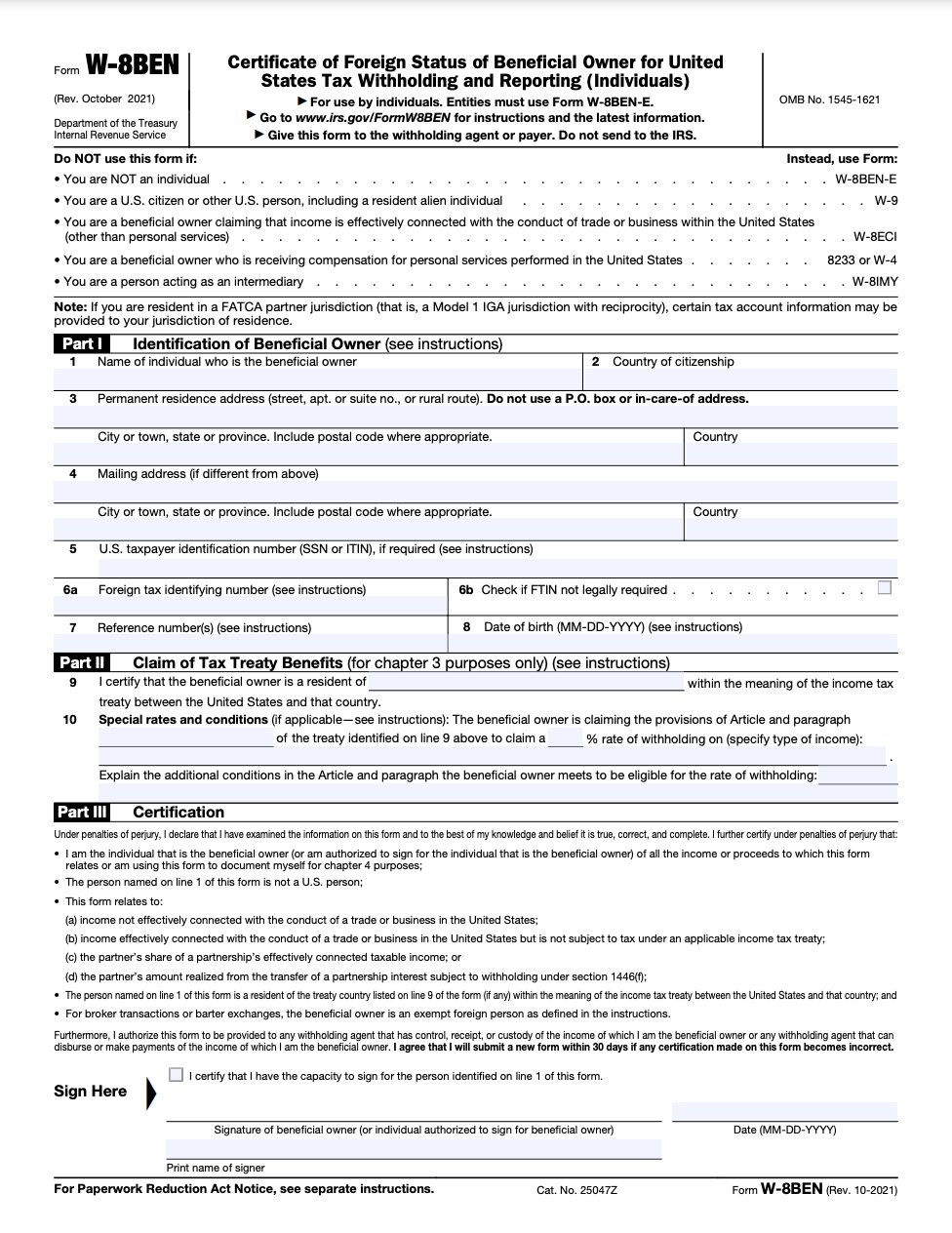 What is Form W-8BEN | Deel